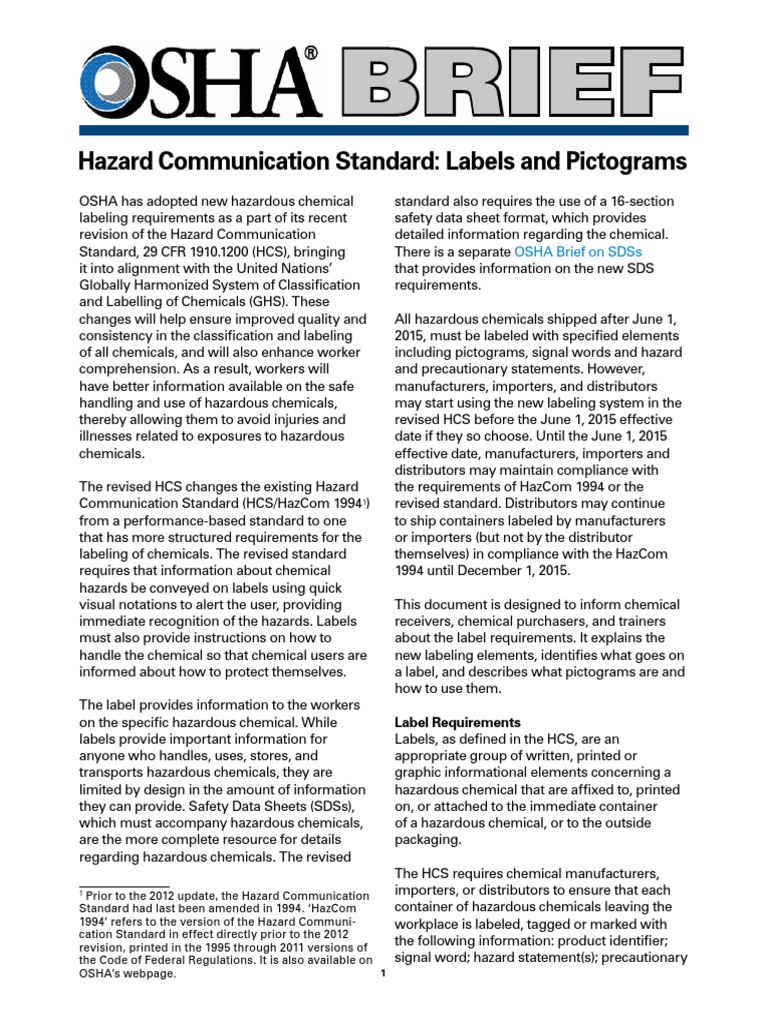 The New Hazard Communication Standard: An Overview of Revised Label ...