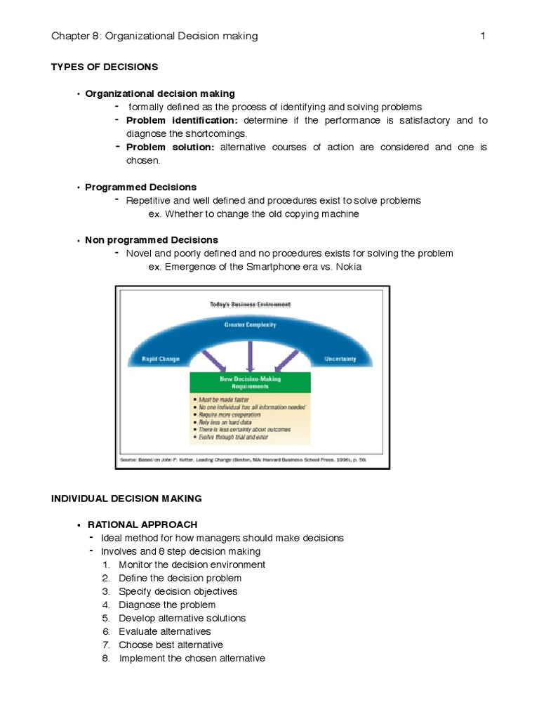 Chapter 8 - Organizational Decision-Making | PDF | Decision Making ...