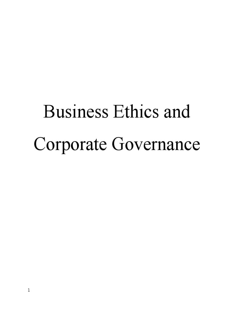 1.business Ethics and Corporate Governance | PDF | Business Ethics ...