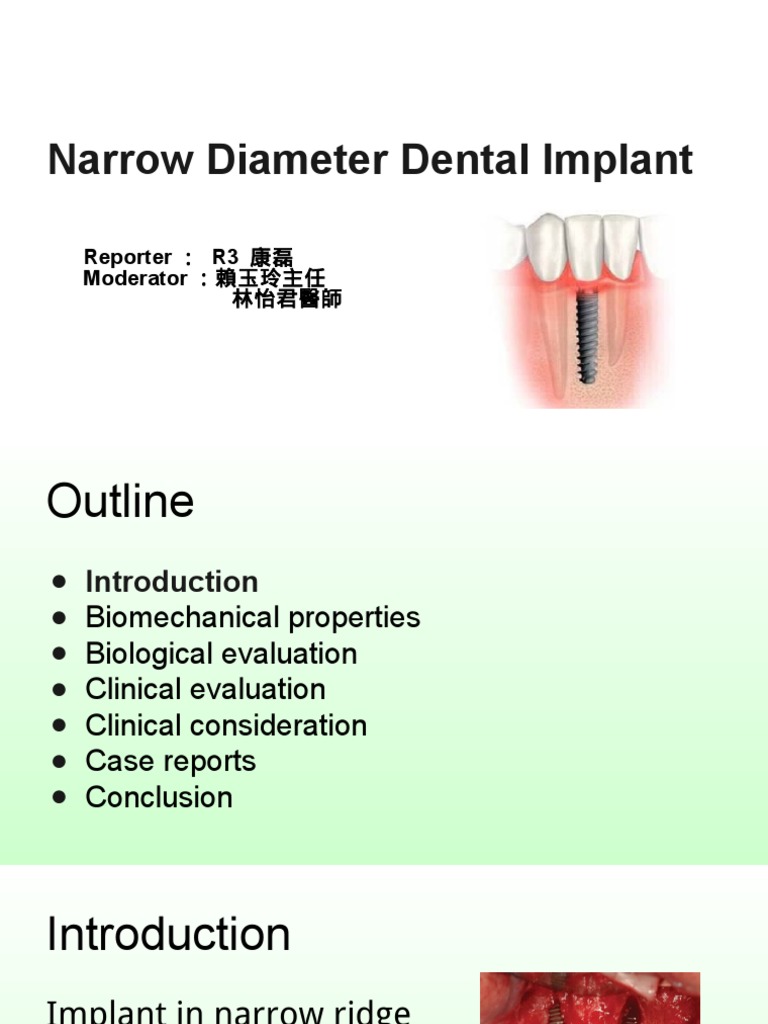Narrow Diameter Dental Implants Overview | PDF | Dental Implant ...