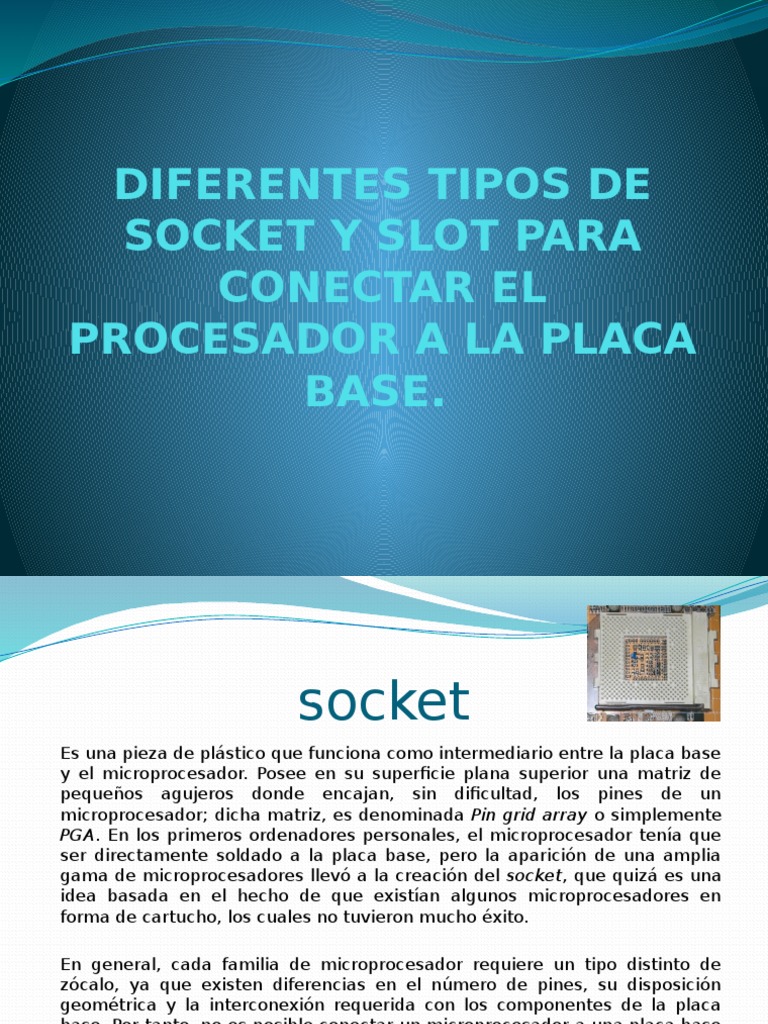 Diferentes Tipos de Socket y Slot para Conectar | PDF | Microprocesador ...
