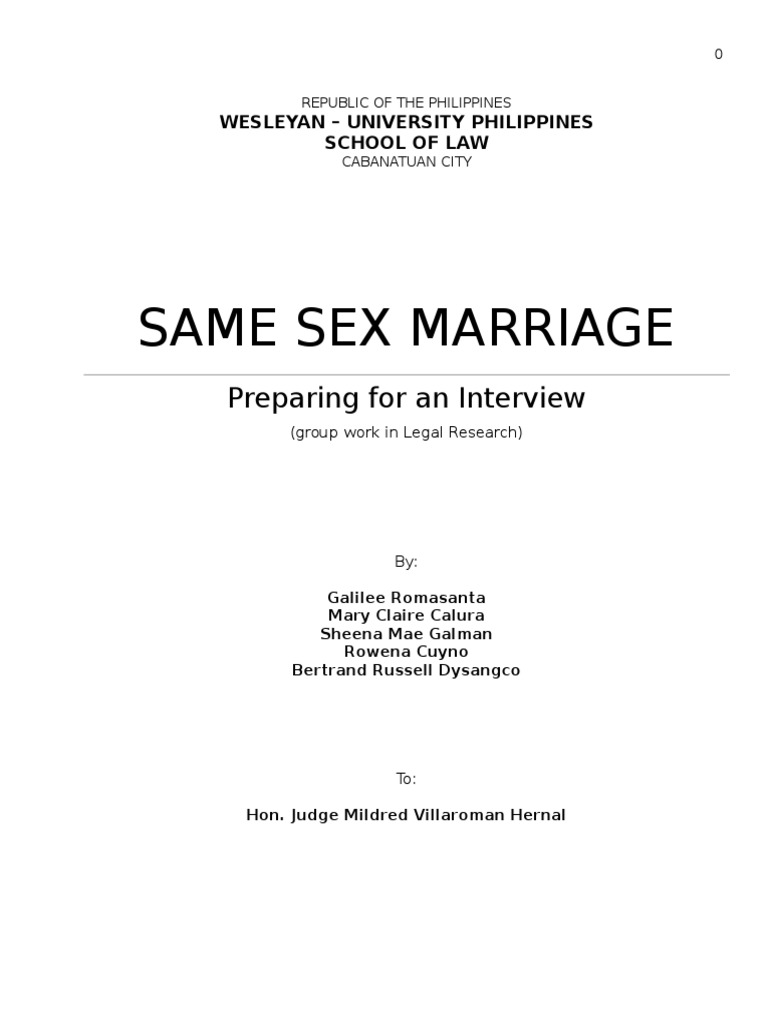 SSM Interview Outline | Download Free PDF | Same Sex Marriage ...