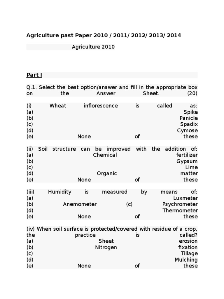 Ppsc Paper agriculture | Organic Farming | Agriculture