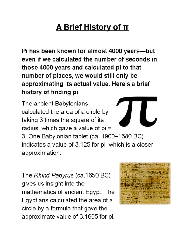 History of Pi: From Ancient to Modern | PDF