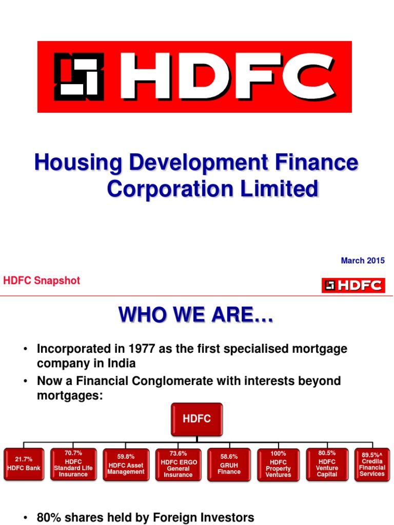 HDFC Profile of Company | PDF | Mortgage Loan | Loans