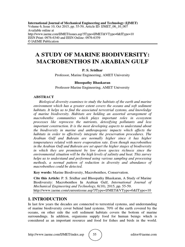 A Study of Marine Biodiversity: Macrobenthos in Arabian Gulf | PDF ...