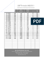UNF Thread Sizes Chart ANSI/ASME B1.1 | PDF