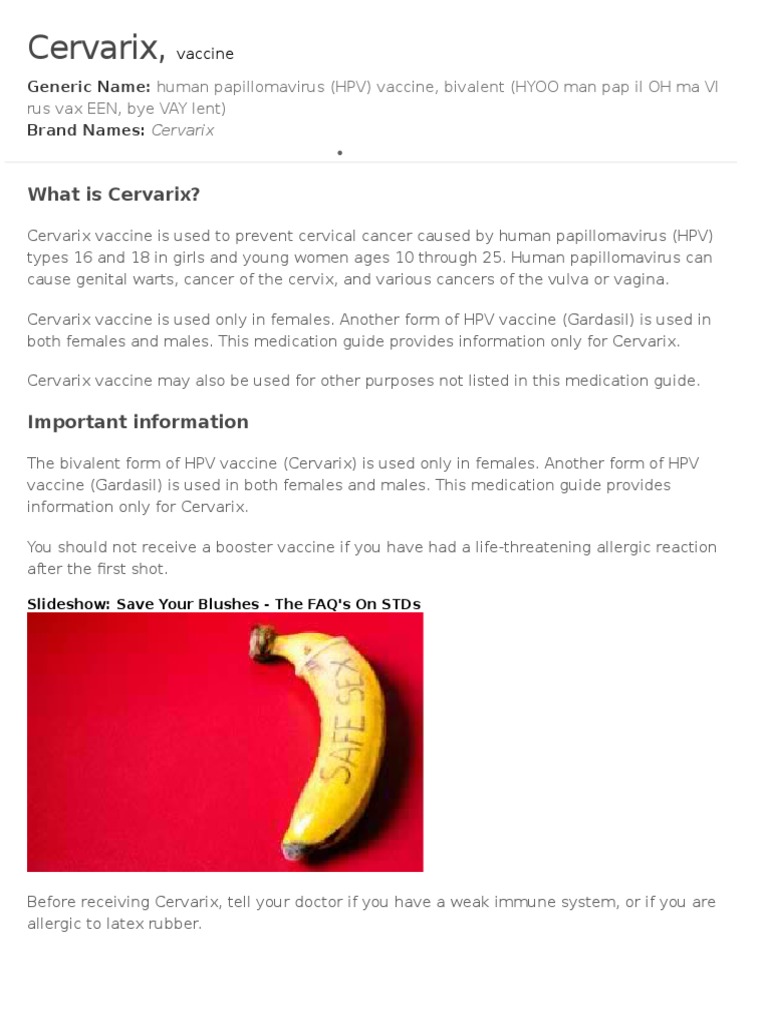 Cervarix (Vaccine) | PDF | Sexually Transmitted Infection | Drugs