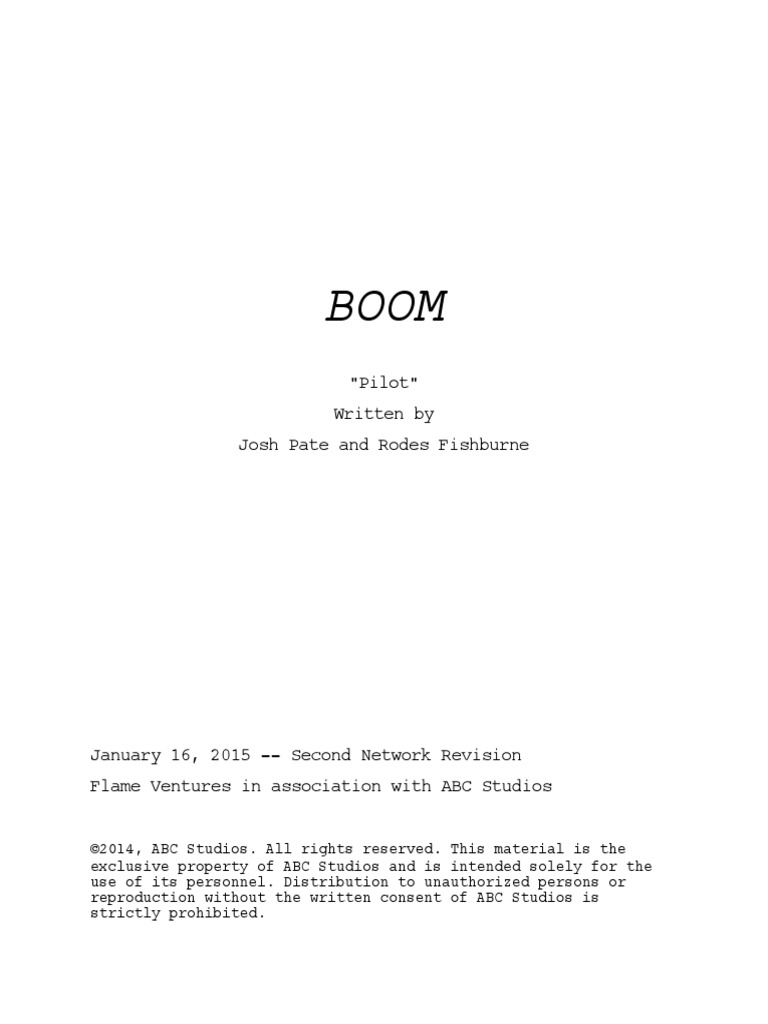 ABC - Boom 1x01 - Pilot | PDF | Drilling Rig | Nature