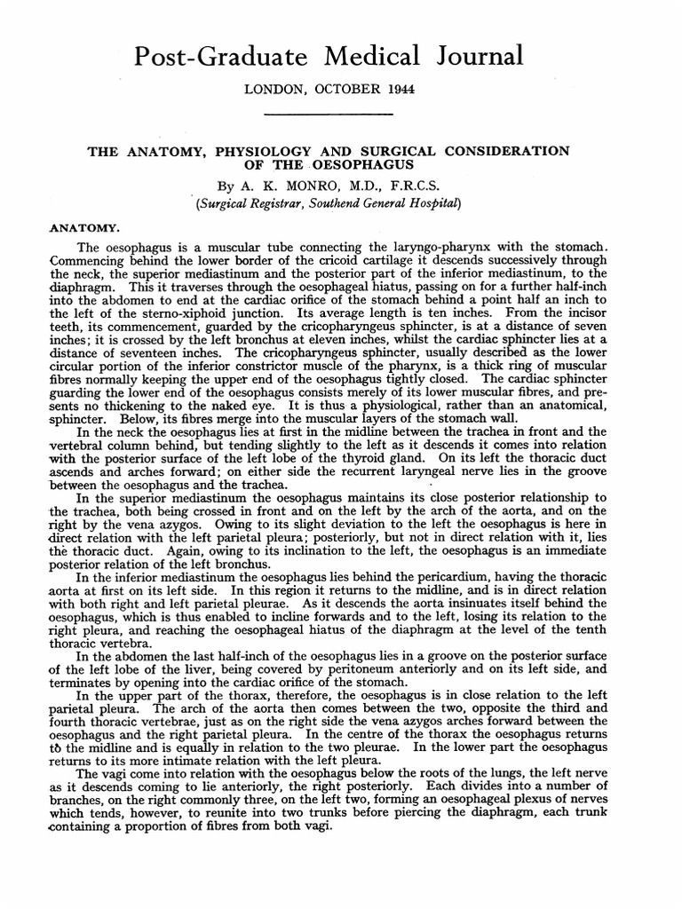 Post-Graduate Medical: Journal | PDF | Esophagus | Vein