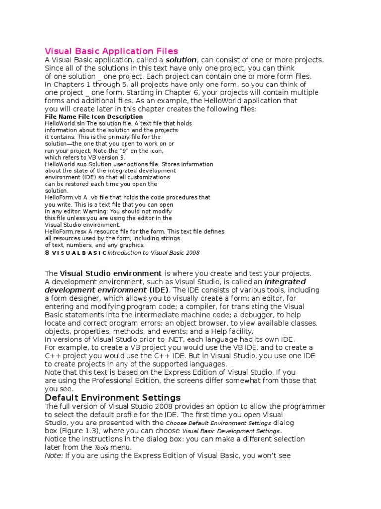 Visual Basic Application Files | PDF | Microsoft Visual Studio | Visual ...