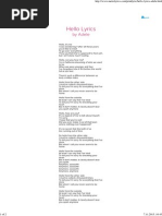 Adele Hello Lyrics | PDF