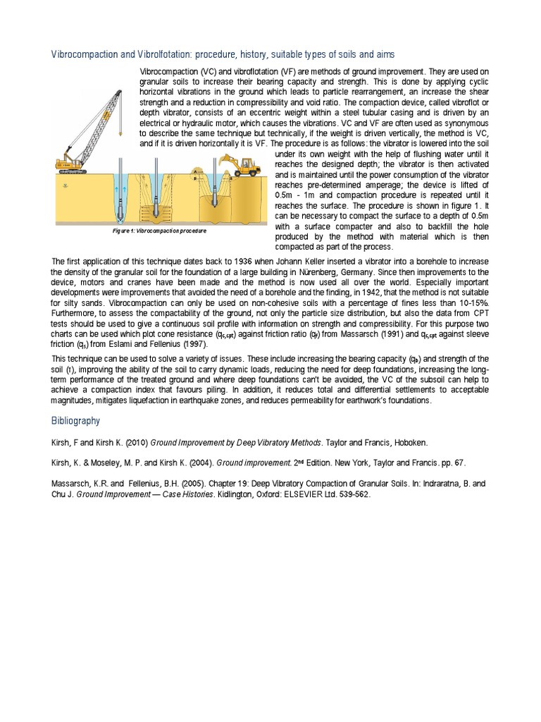 Summary Vibrocompaction Vibroflotation | PDF | Deep Foundation | Soil