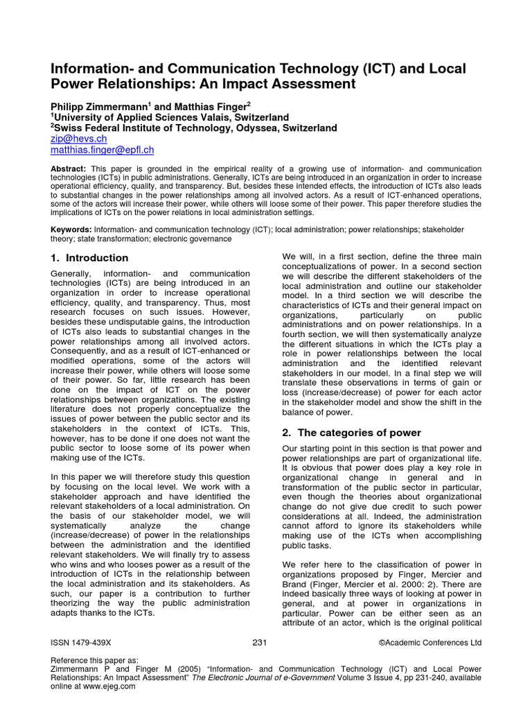 ICT and Local Power Relationships | PDF | E Government | Information ...
