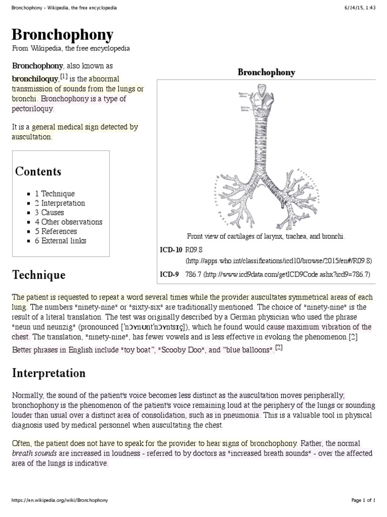 Wikipedia - Bronchophony (CHECKED) | PDF | Respiratory System ...