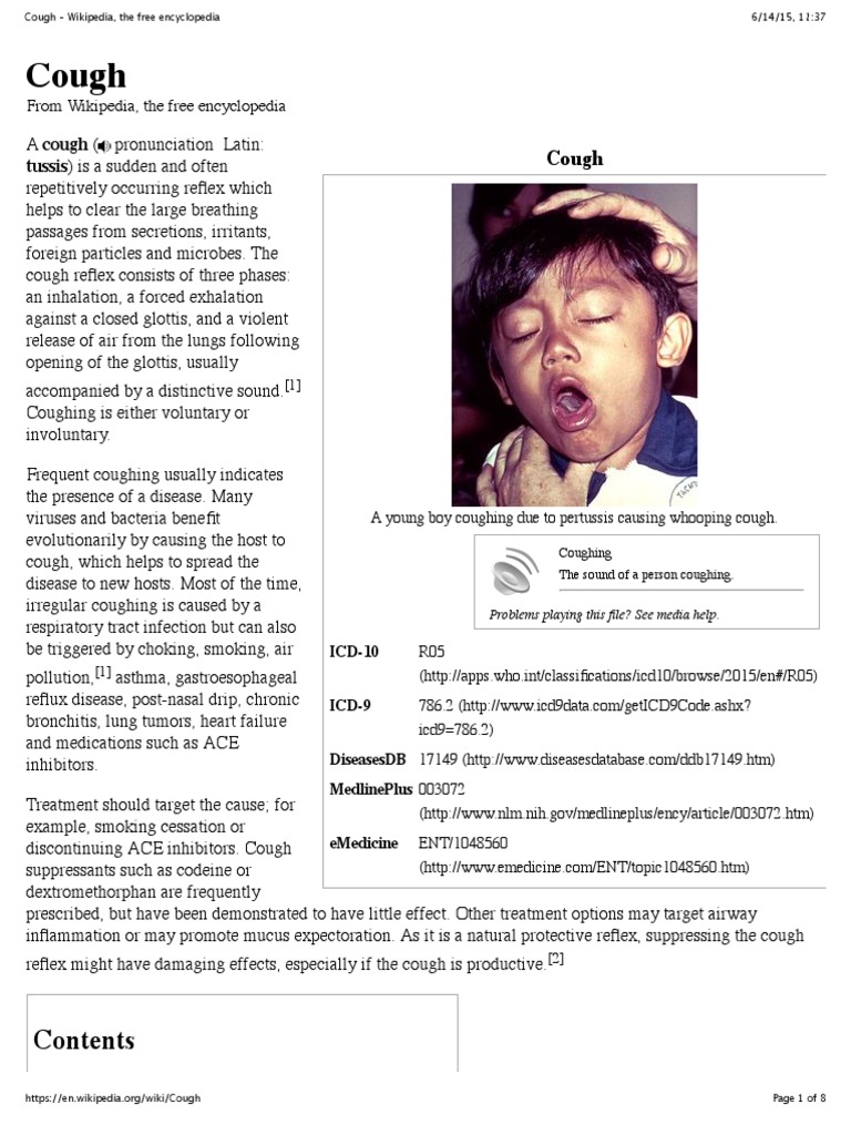 Wikipedia - Cough (For CHECK) | PDF | Cough | Bronchitis
