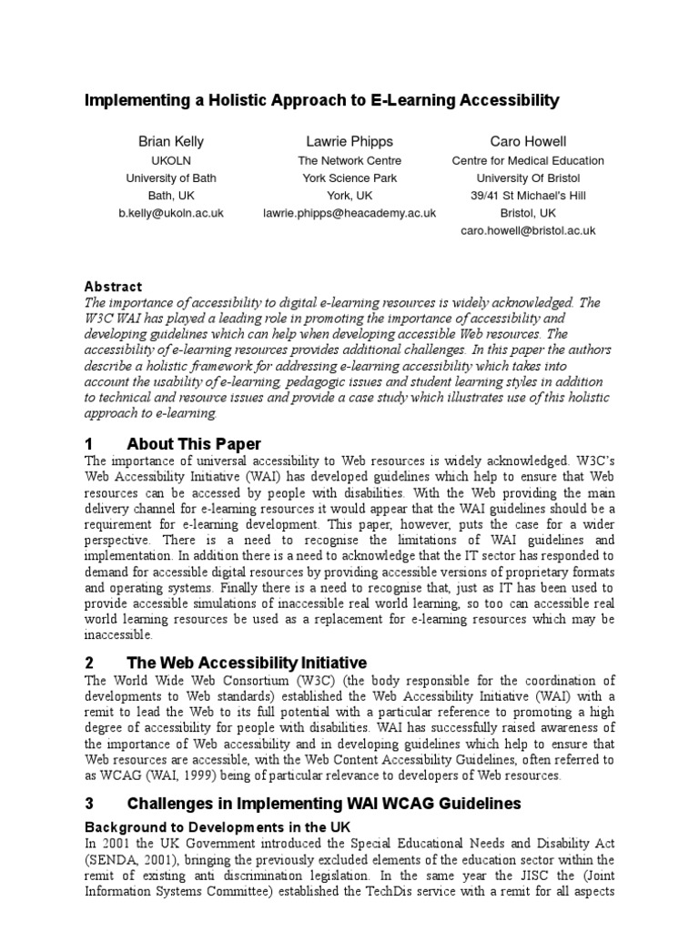 Accessibility Elearning Paper | PDF | Accessibility | Educational ...