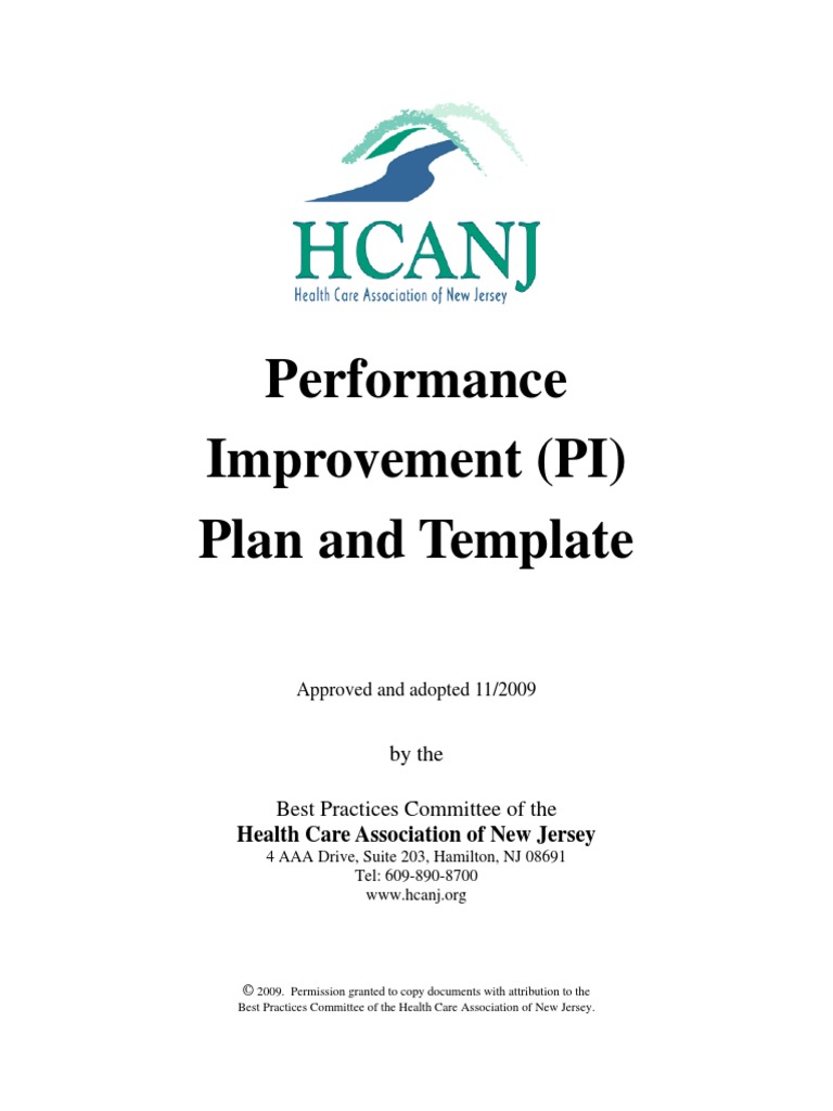 Performance Improvement (PI) Plan and Template: Health Care Association ...