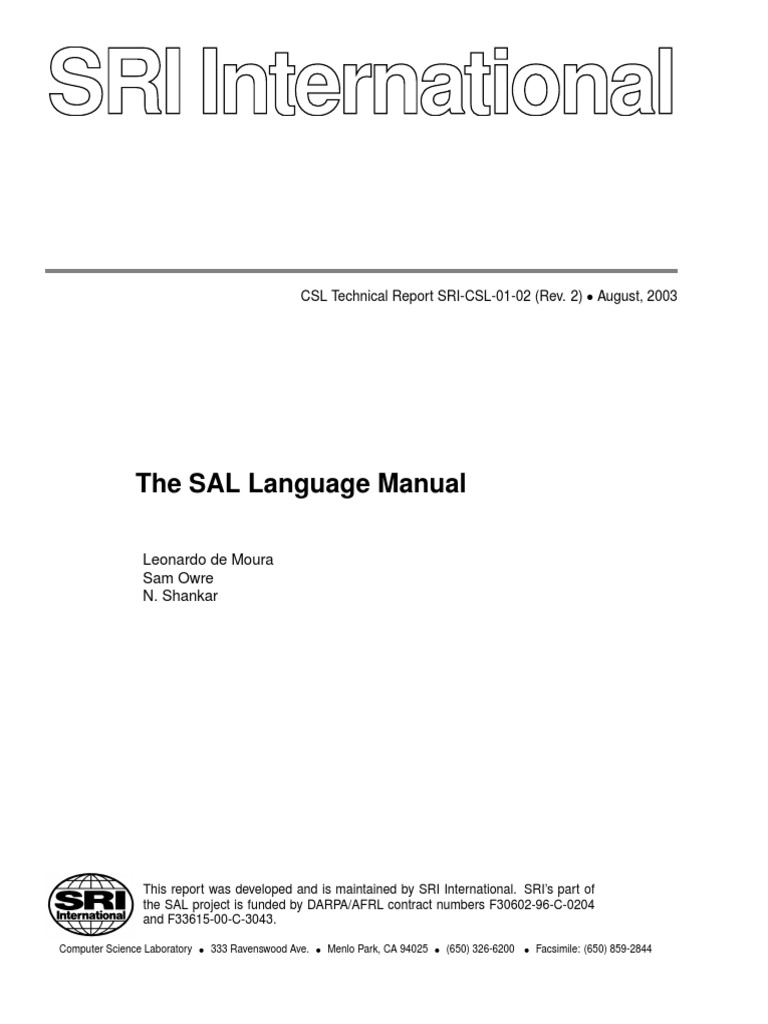 The SAL Language Manual | PDF | Data Type | Array Data Type