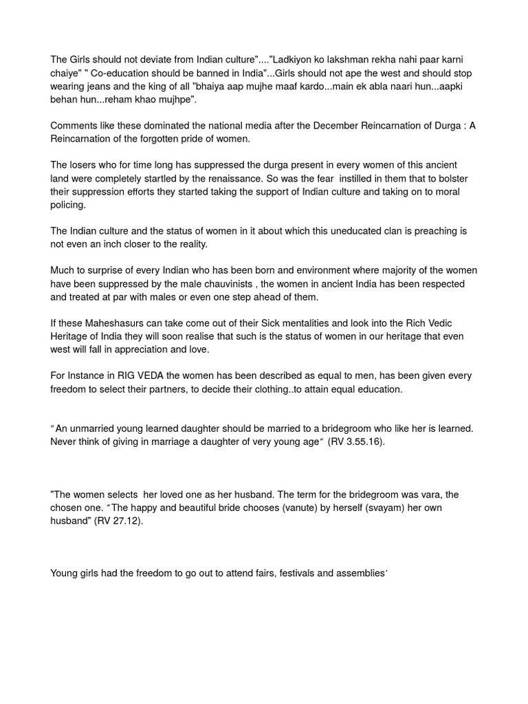 Women in Ancient India | PDF | Wife | Indian Religions