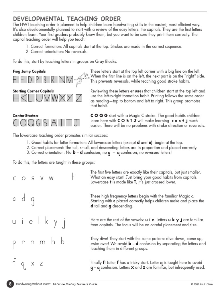 HWT Developmental Teaching Order Letter Formation | PDF | Writing | Text