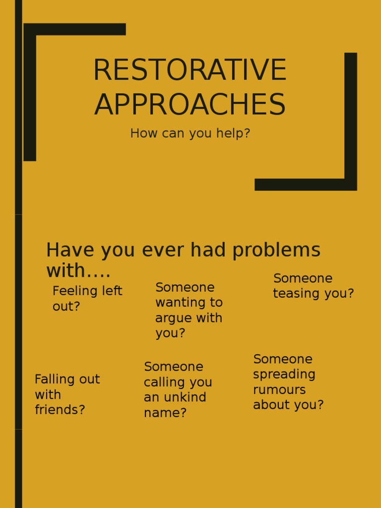 Restorative Approaches for Conflict Resolution | PDF