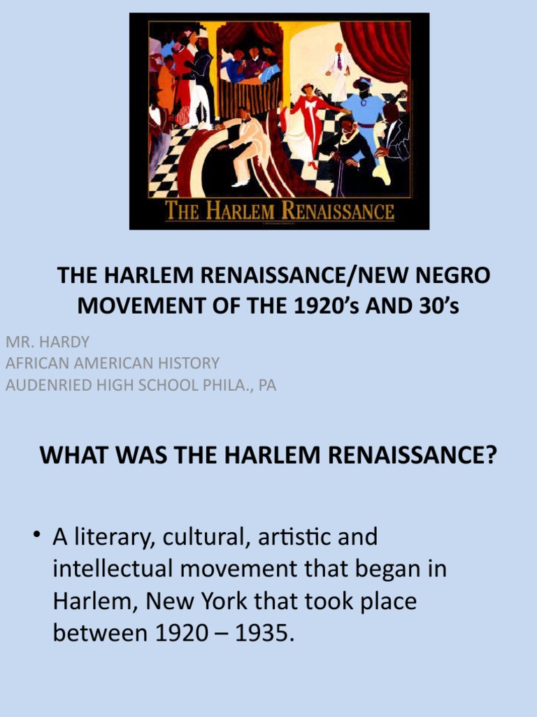 Movement of The 1920'S and 30'S: The Harlem Renaissance/New Negro | PDF ...