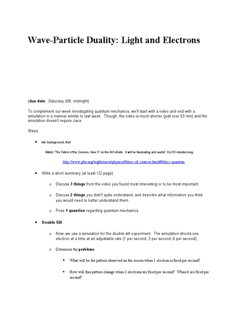 Wave-Particle Duality - Light and Electrons | PDF