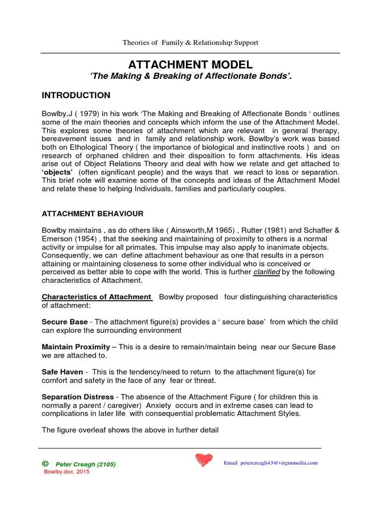 Attachment Theory - The Making & Breaking of Relationships | PDF ...
