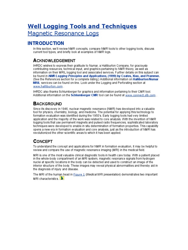 Well Logging Tools and Techniques | PDF | Nuclear Magnetic Resonance ...