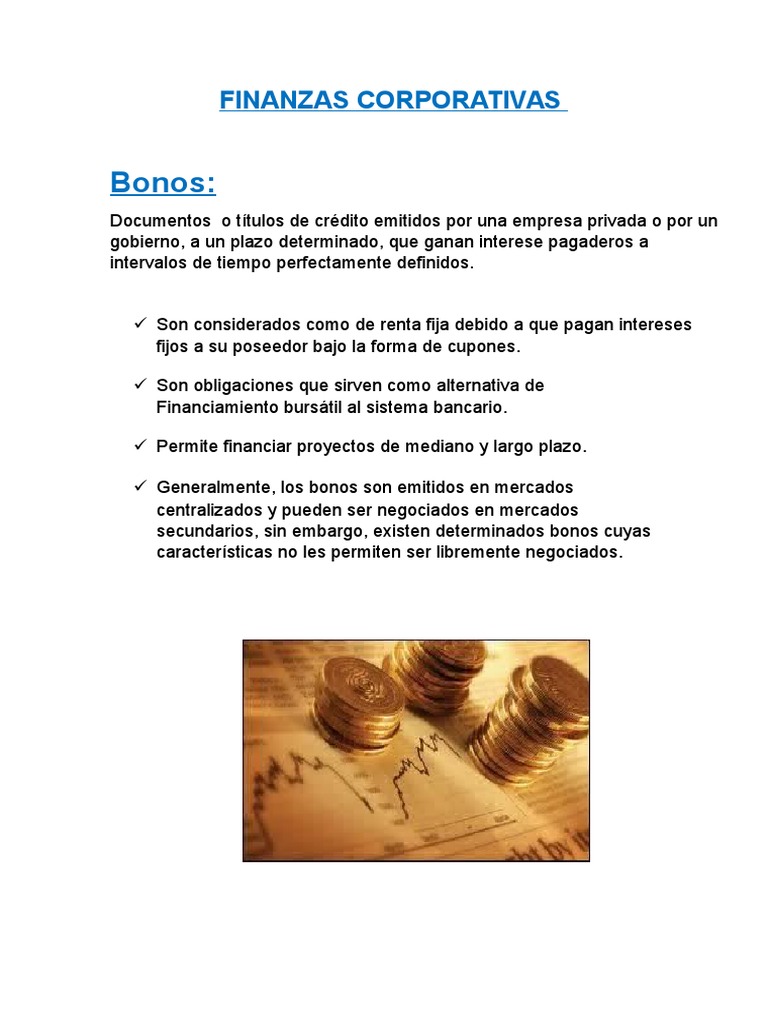Finanzas Corporativas Bonos | PDF | Bonos corporativos | Deuda de alto rendimiento