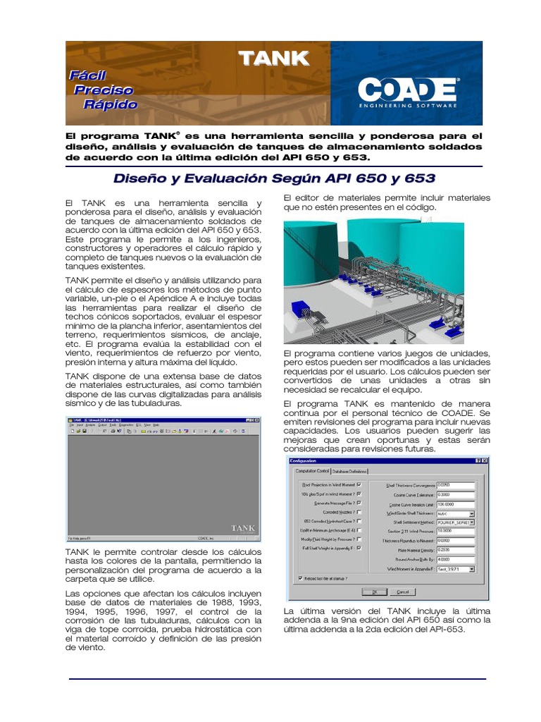 TANK Software de Diseño PDF | PDF | Bases de datos | Corrosión