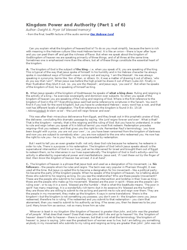 Understanding Kingdom Power and Authority | PDF | Kingship And Kingdom ...