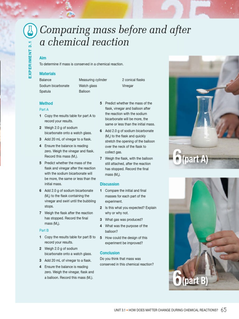 Mass Conservation in Chemical Reactions | PDF | Science & Mathematics