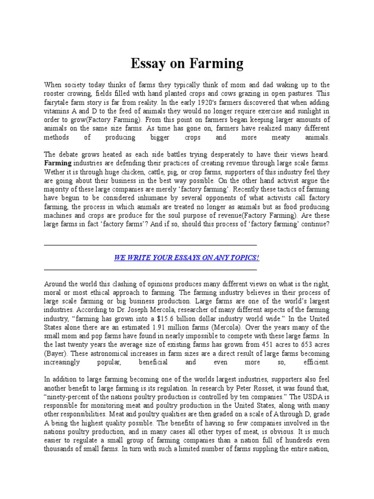 Essay On Farming | Download Free PDF | Intensive Animal Farming | Chicken