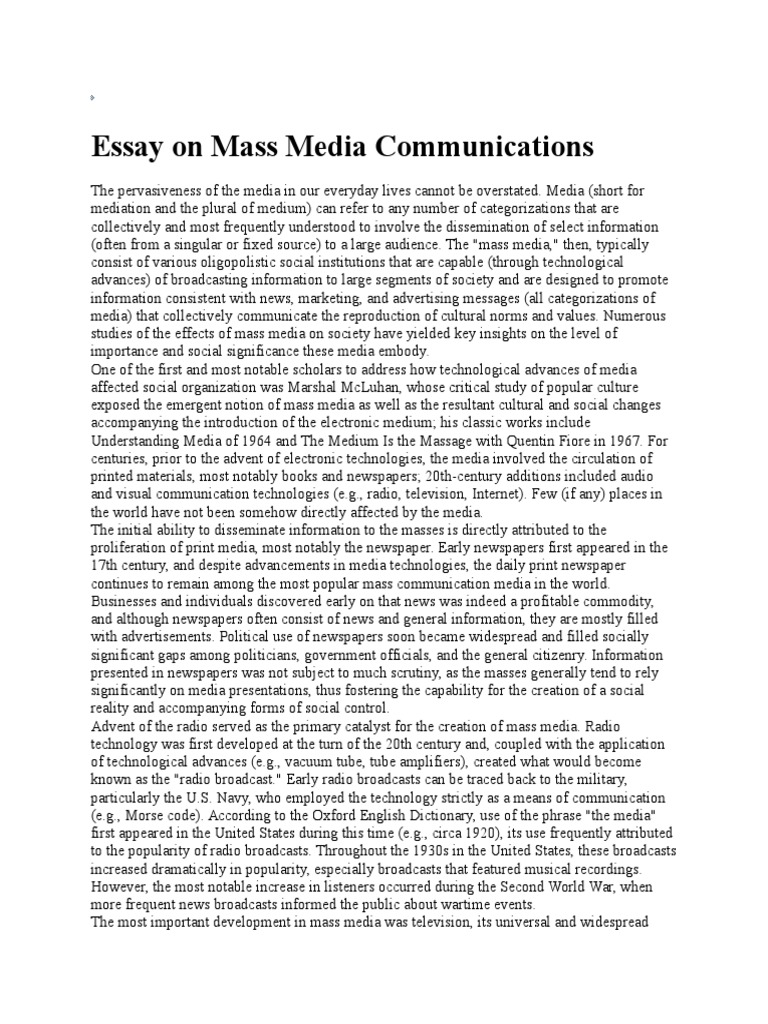 Mass Media Communication