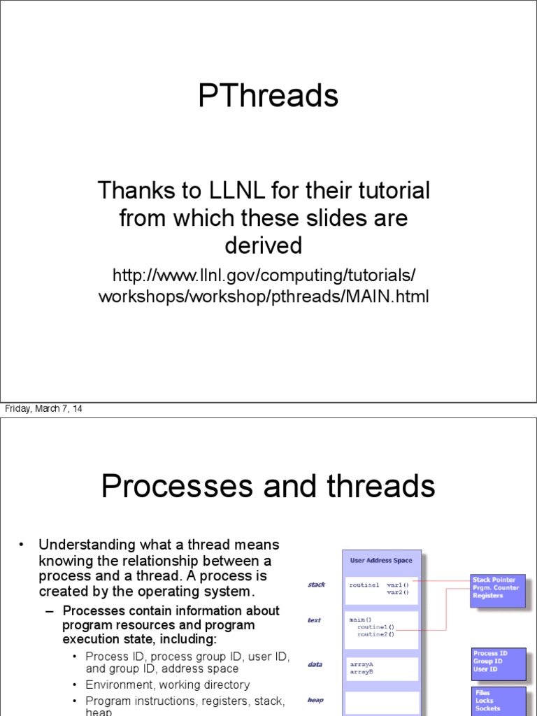 Pthreads: Thanks To LLNL For Their Tutorial From Which These Slides Are Derived | PDF | Thread ...