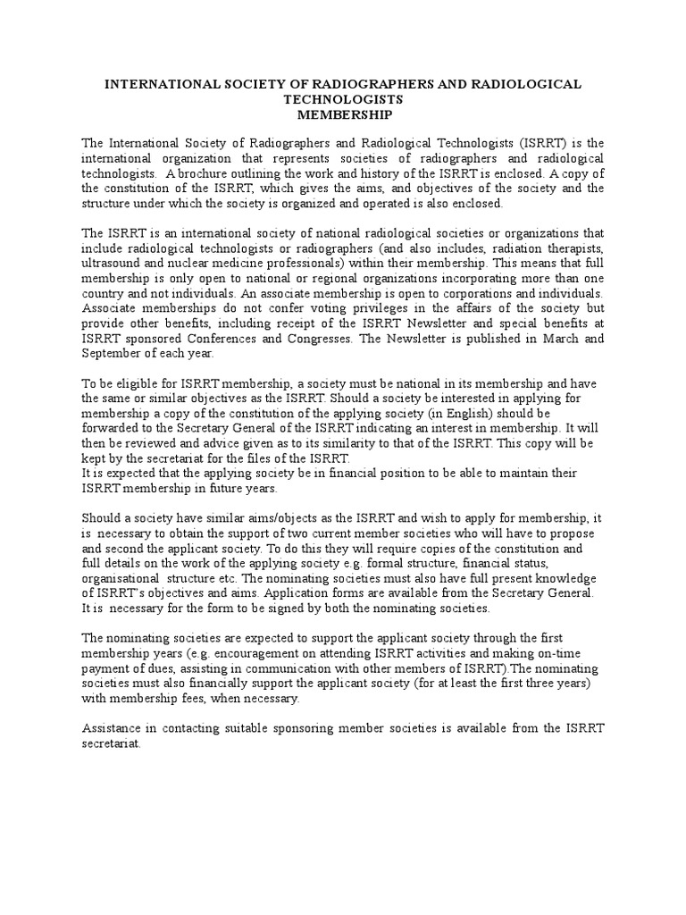 International Society of Radiographers and Radiological Technologists ...