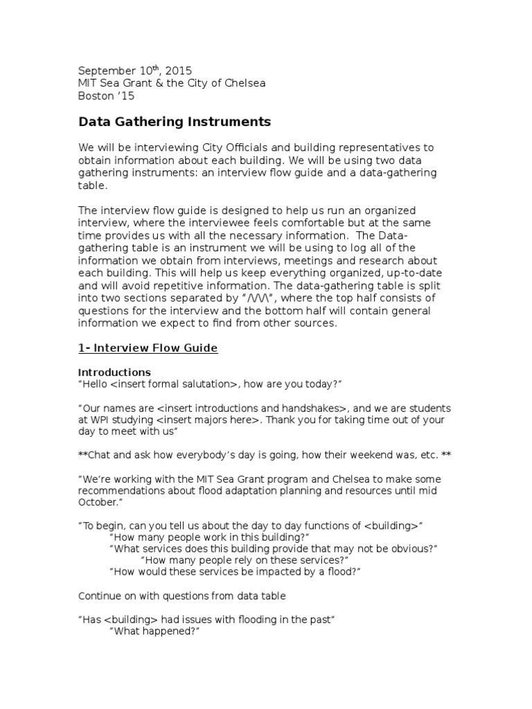 Data Gathering Instruments | PDF | Flood | Business