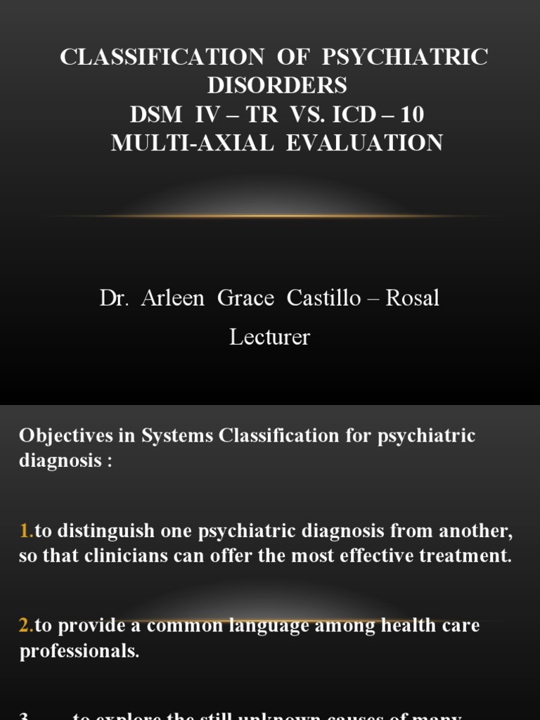 PSYCHIATRY Classification of Psychiatric Disorder (Dr. Rosal) | PDF ...