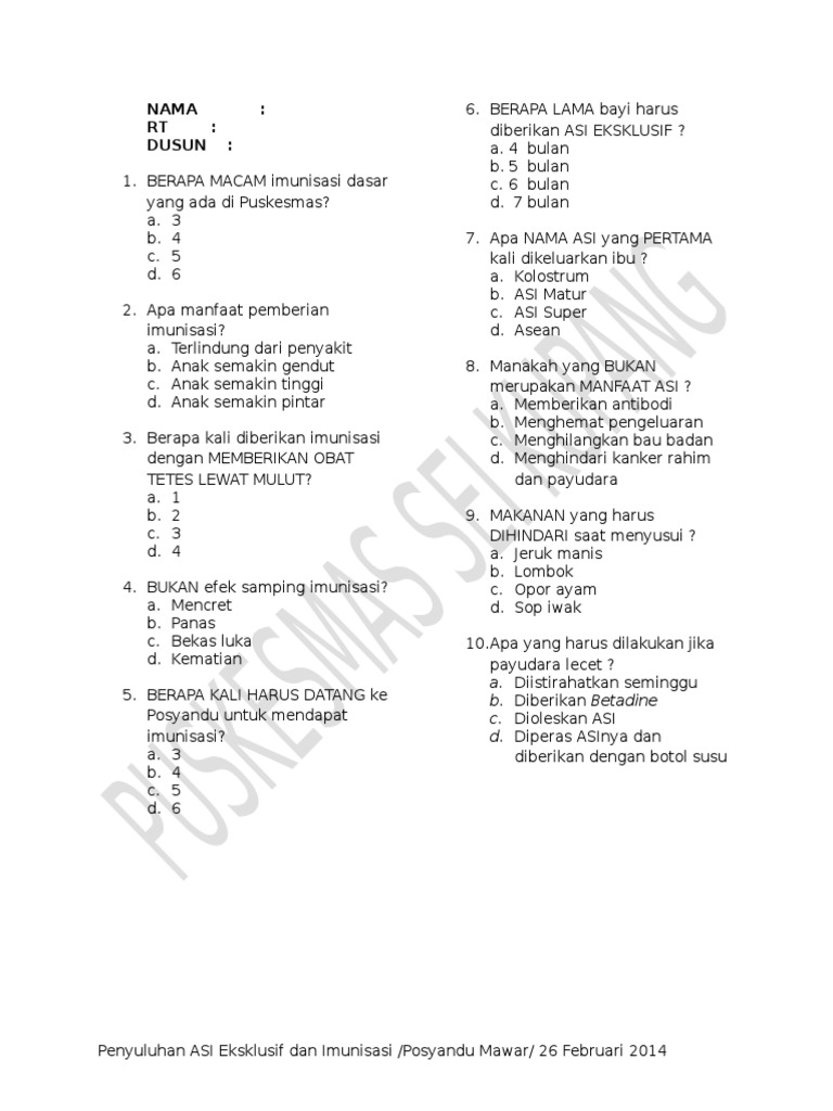 Contoh Pre Test Asi | PDF