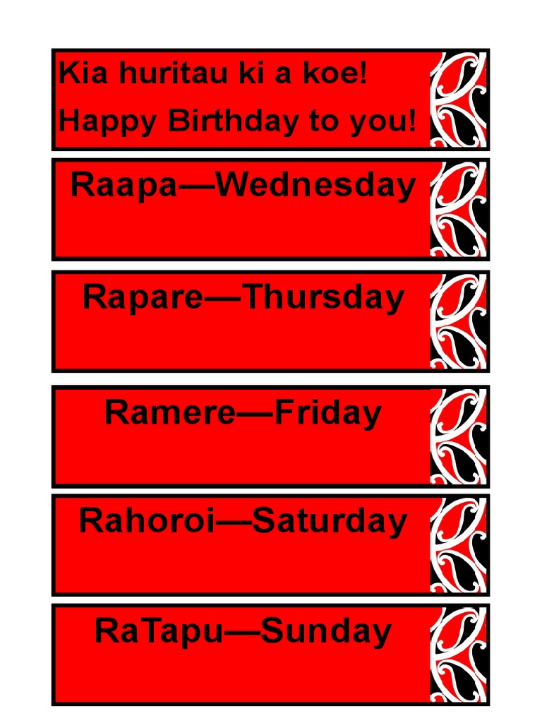 Maori Days of The Week | PDF