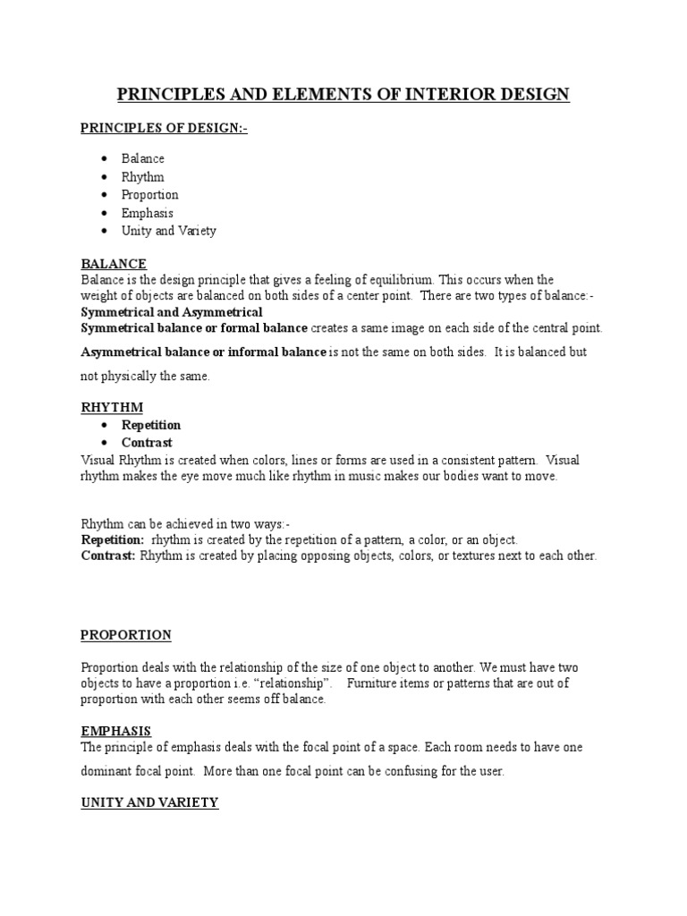 00 Principles and Elements of Interior Design | PDF | Shape | Symmetry