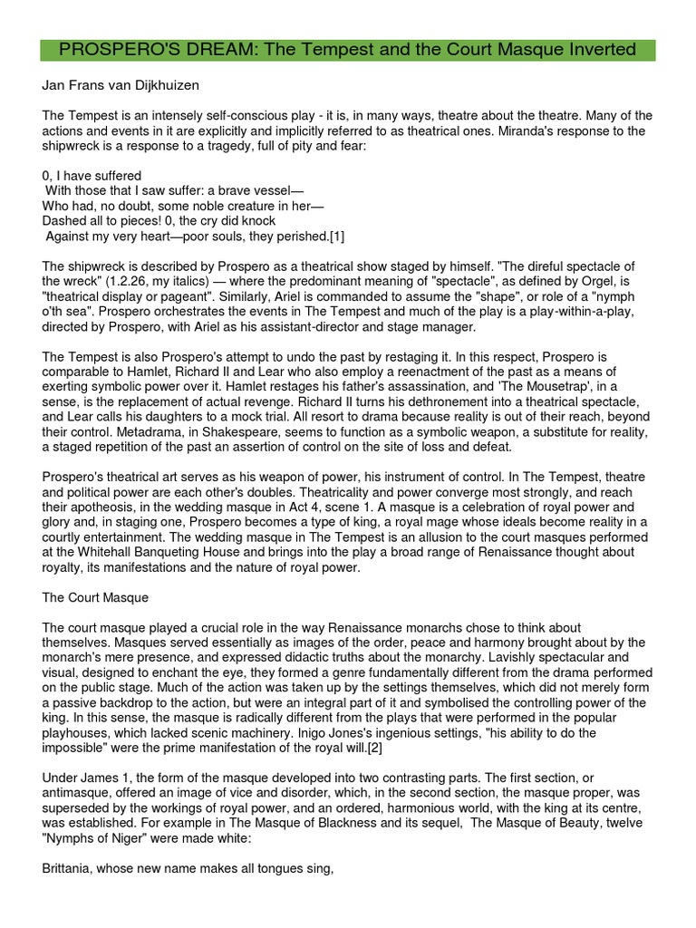 Reading - The Masque in The Tempest | PDF | The Tempest