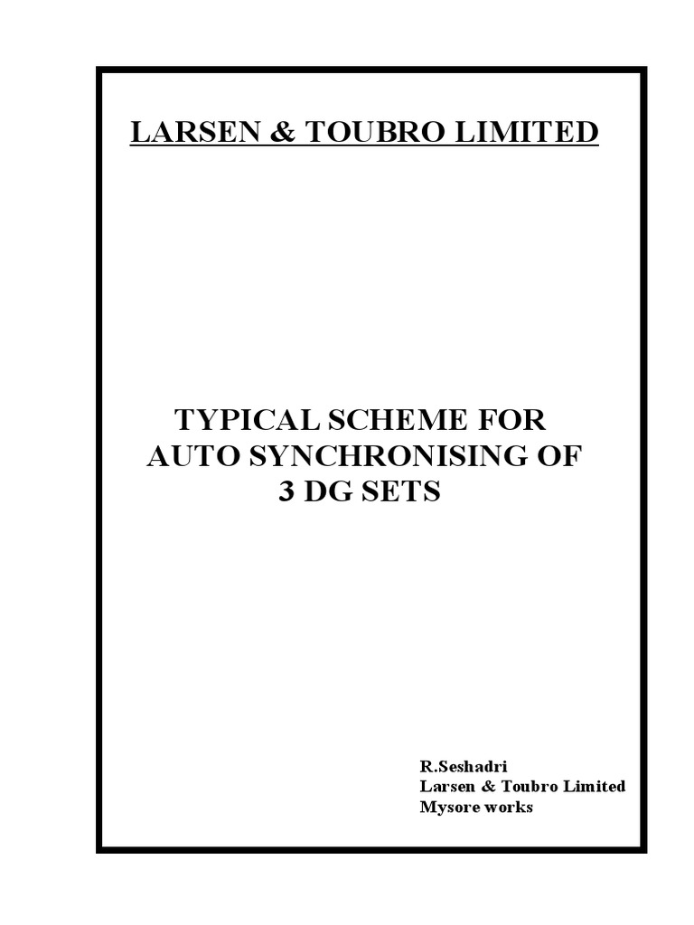 Auto Synchronization of 3 DG Sets | PDF | Relay | Switch