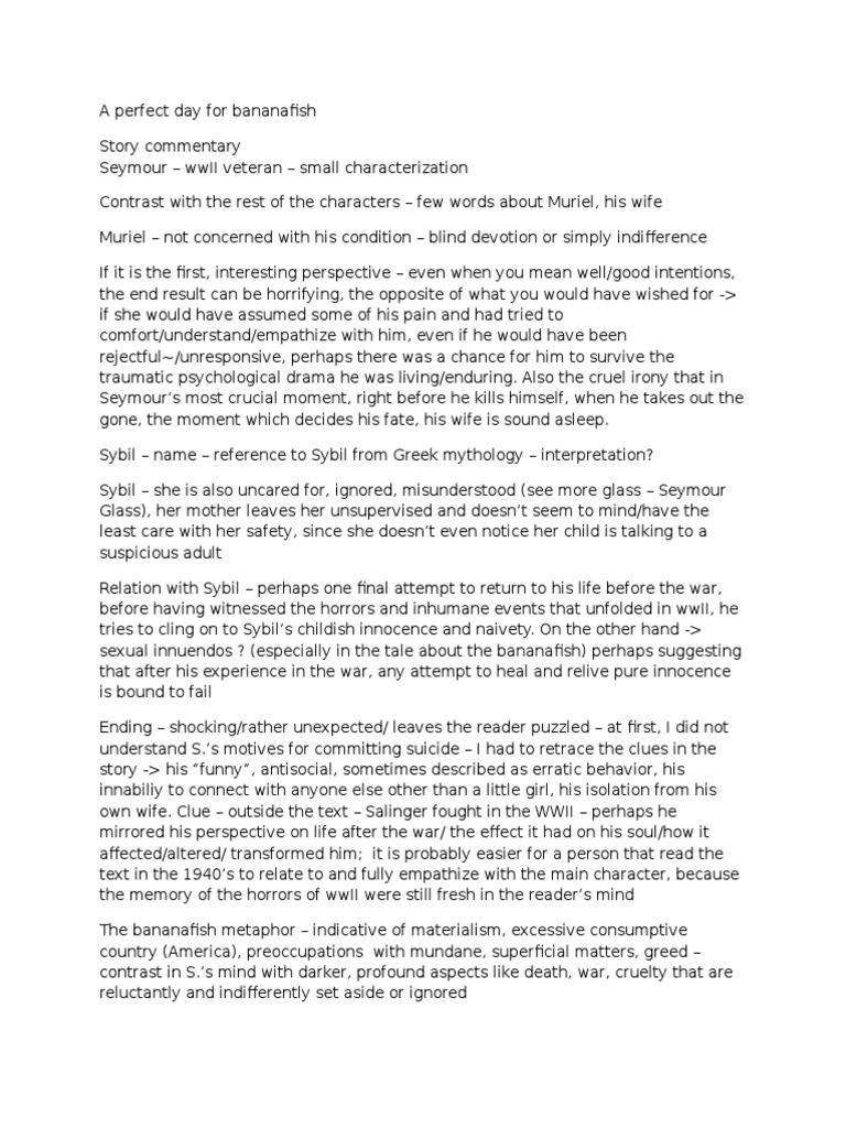 Analysis of "A Perfect Day for Bananafish" | PDF | Science ...