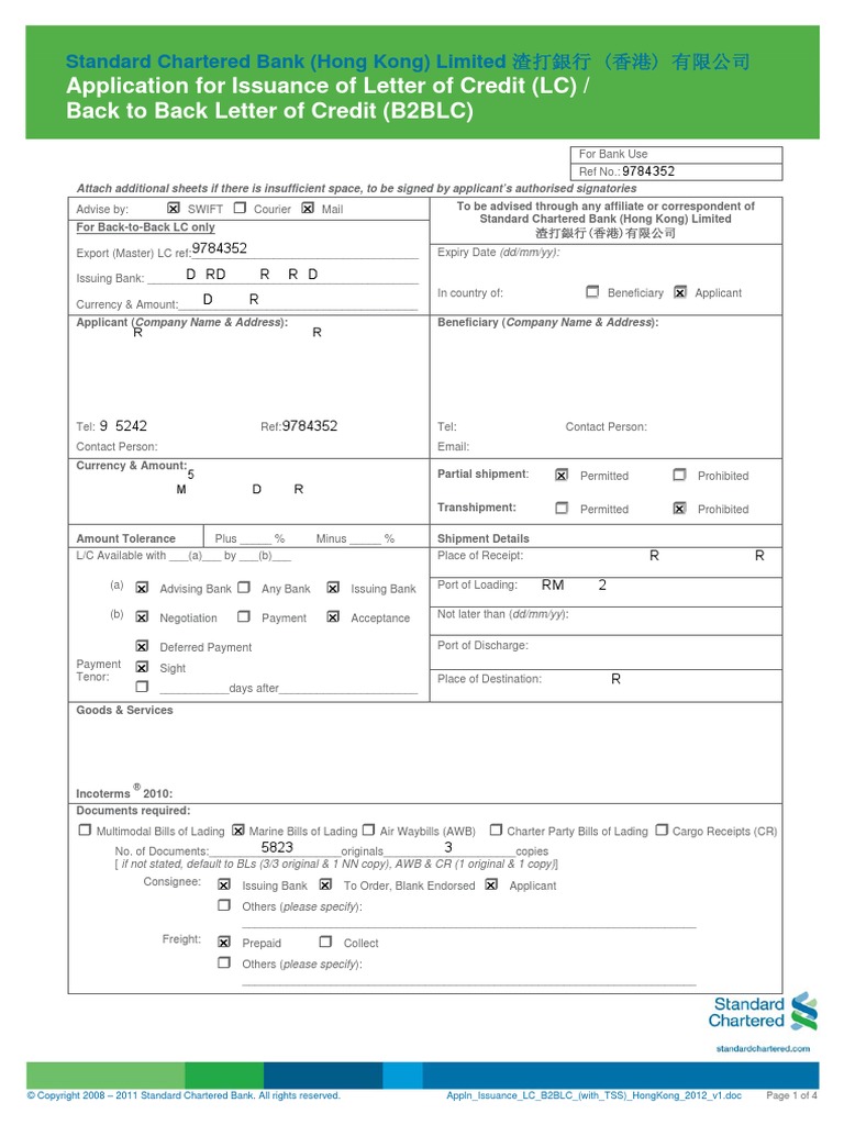 Application For Issuance of LC b2blc | PDF | Letter Of Credit | Business