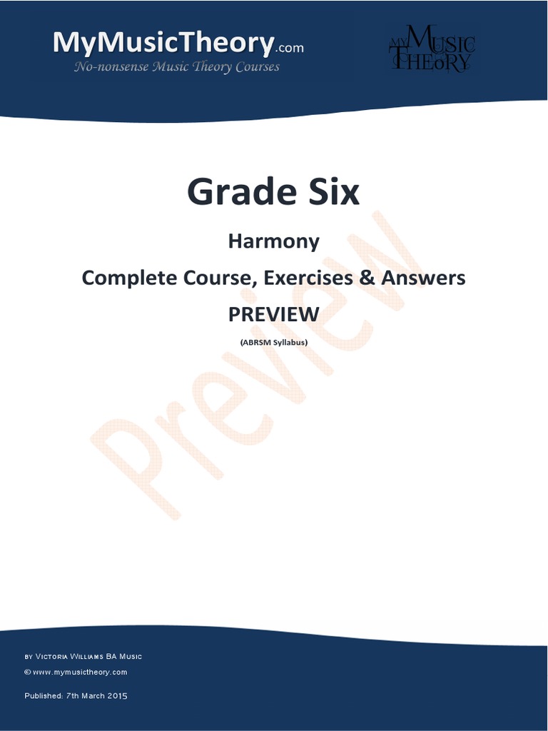 Grade 6 Harmony Course and Exercises Preview | PDF | Chord (Music ...