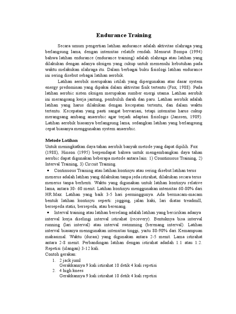 Endurance Training | PDF
