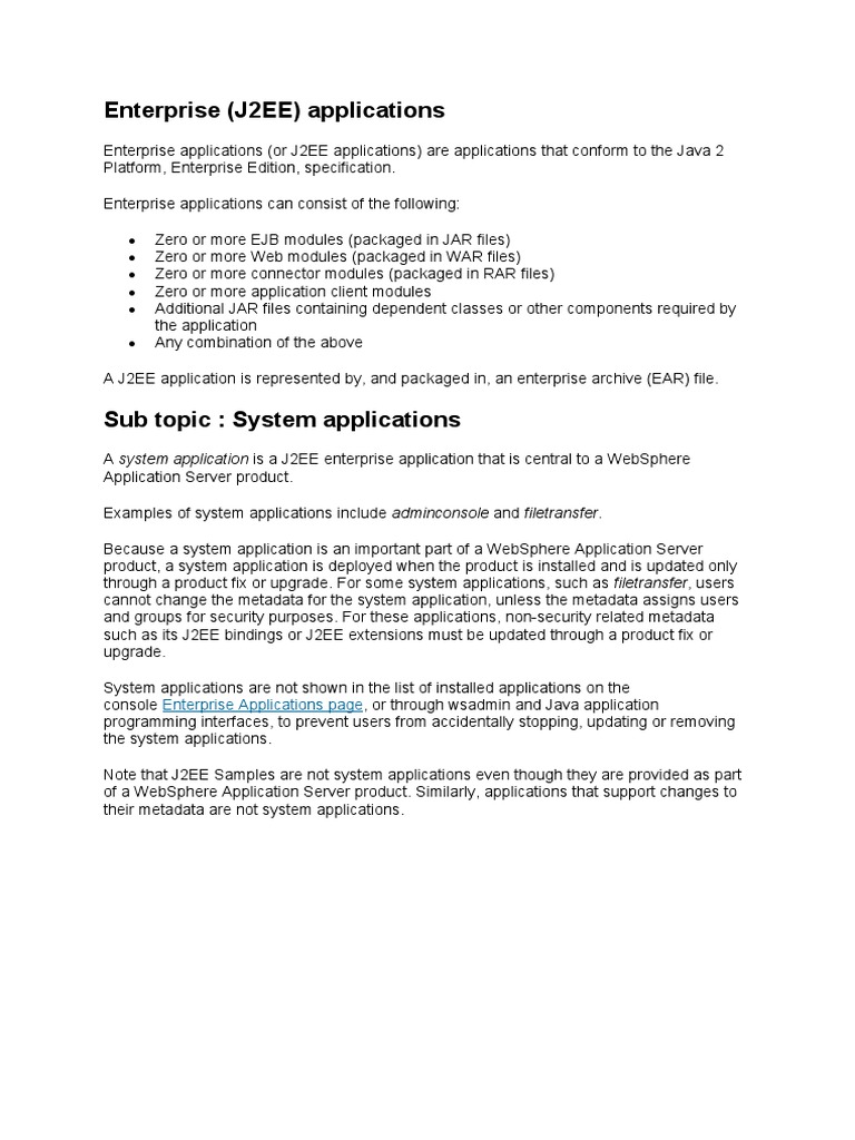 Enterprise J2EE Applications | PDF